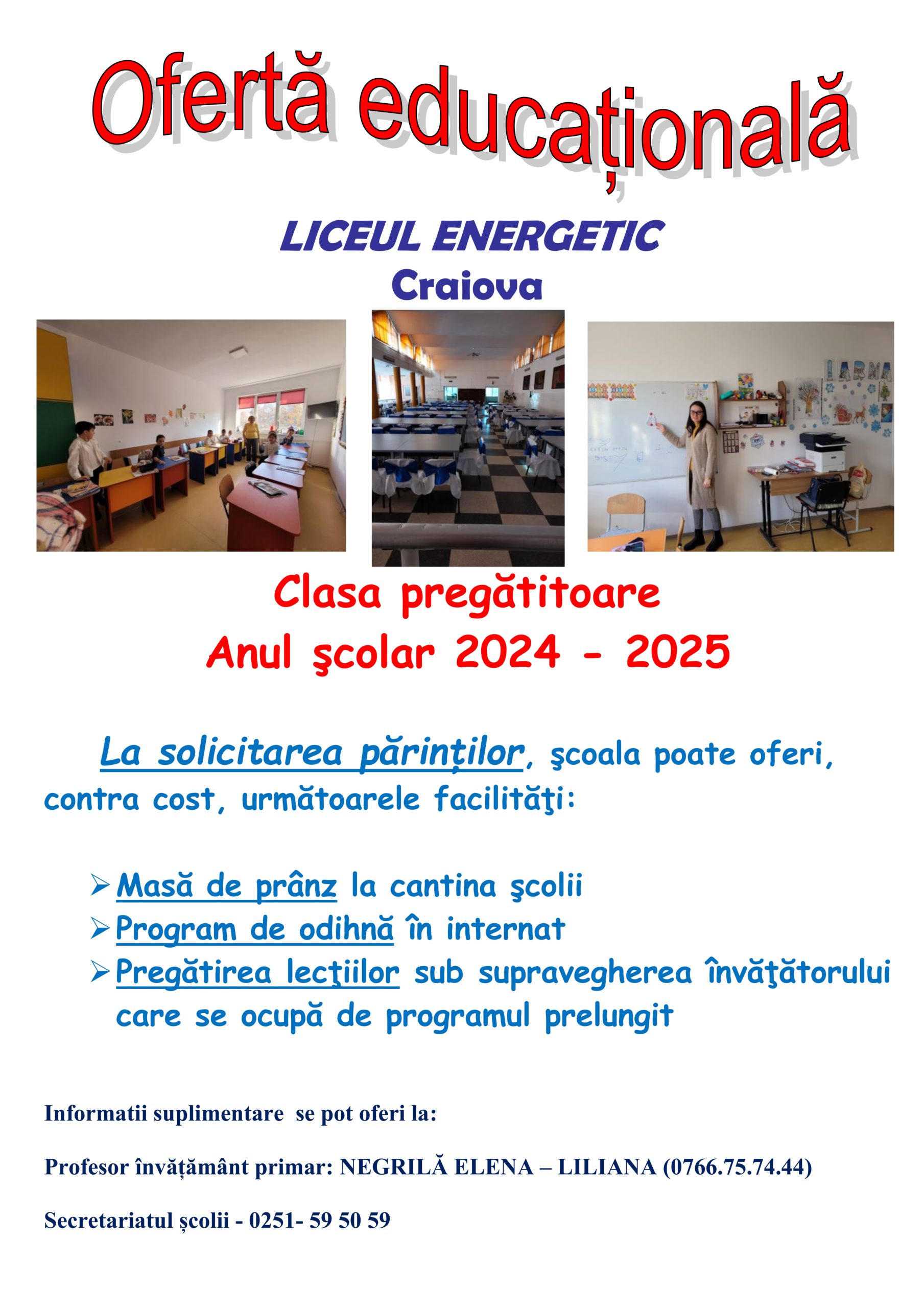 Înscrierea în învățământul primar – LICEUL ENERGETIC CRAIOVA